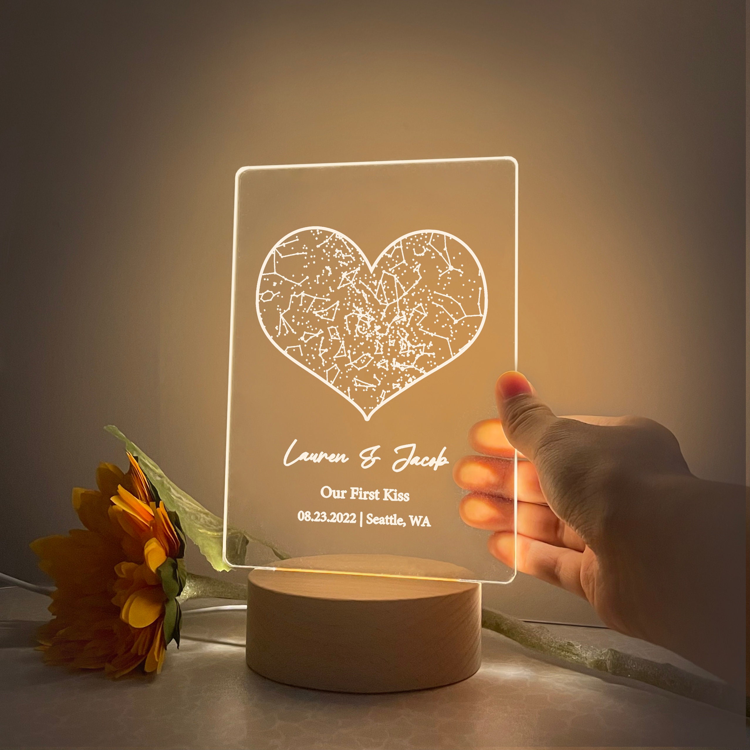 Custom Star Map by Date Night Light, Personalized Night Sky by Date ...