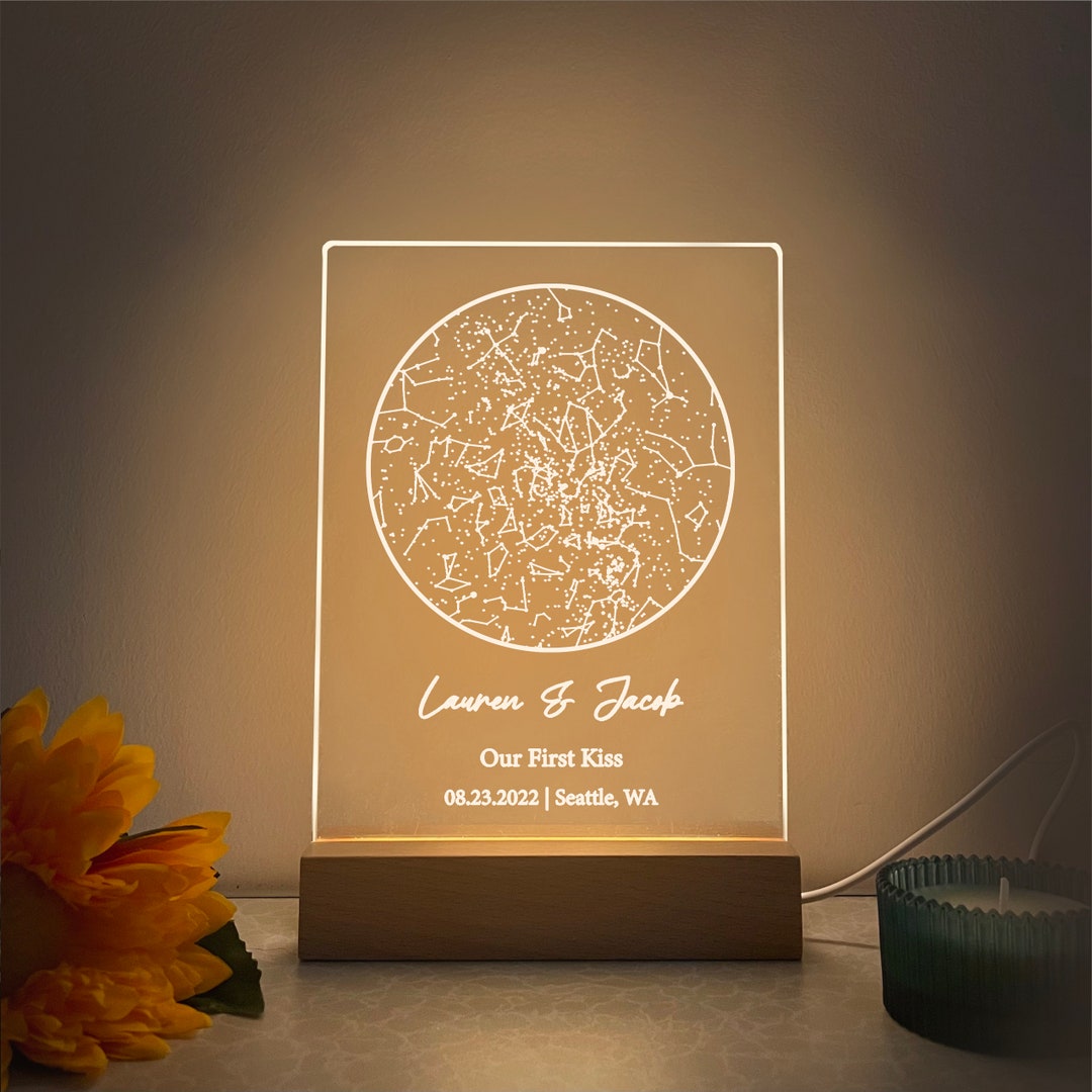 Custom Star Map by Date Night Light, Personalized Night Sky by Date ...