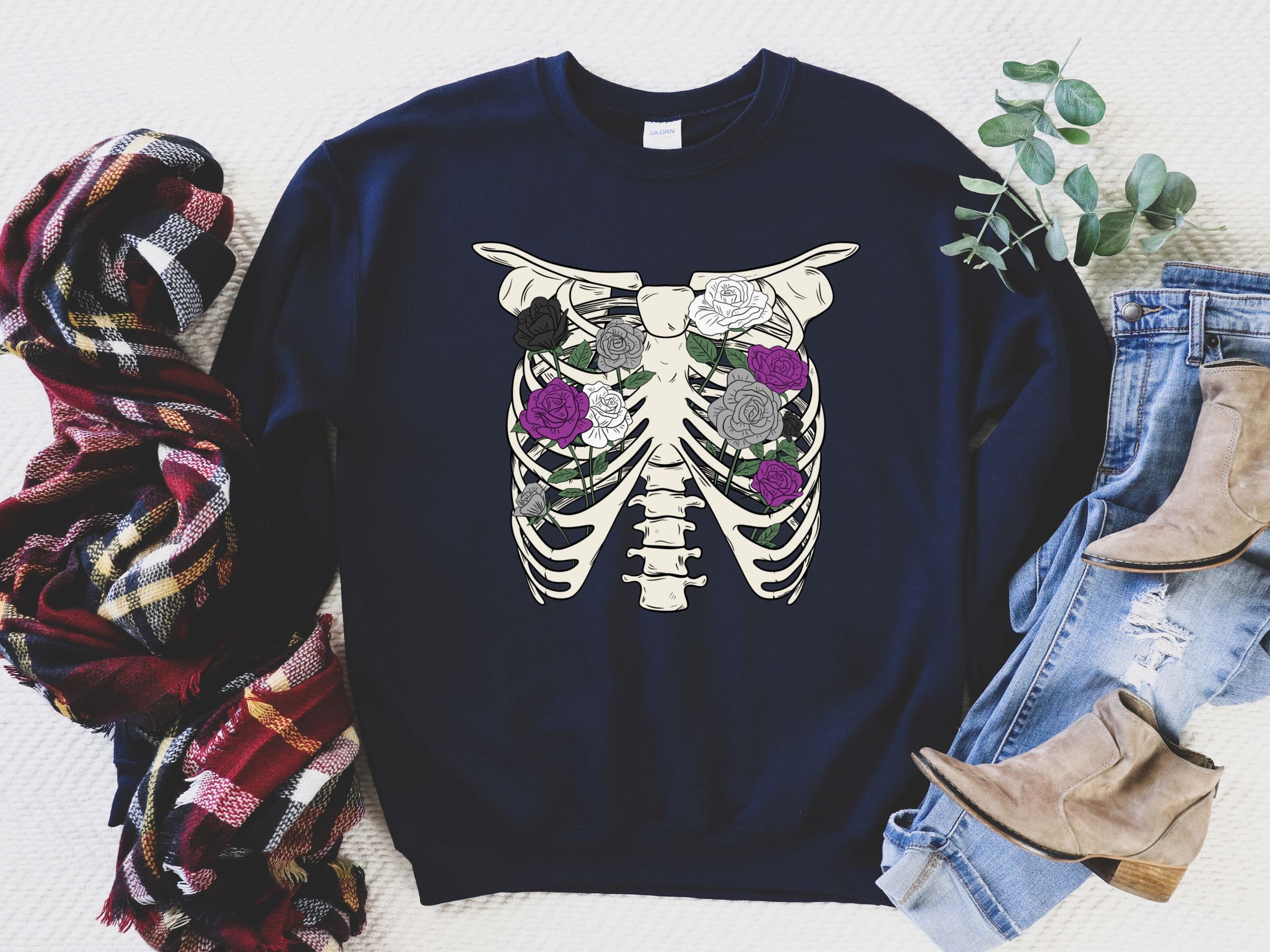 Ace Pride Sweatshirt, Skeleton Asexual Shirt, LGBTQ Clothing, Asexual ...