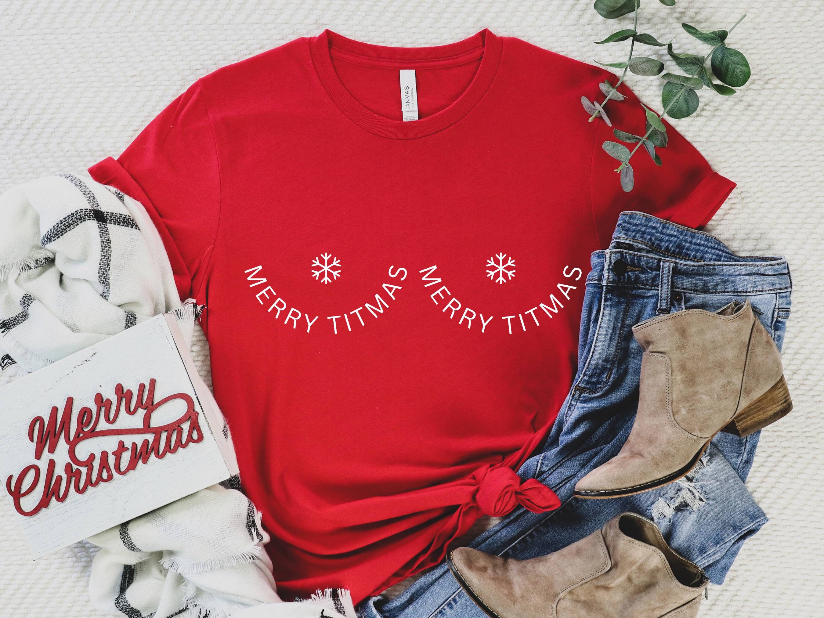 Merry Titmas, Funny Boob Christmas Sweater, Ugly Christmas Sweater ...