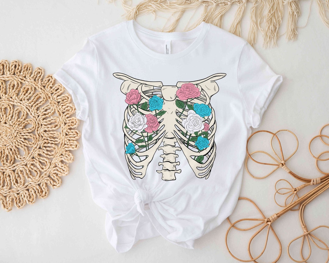 Trans Skeleton Shirt, Floral Pride Shirt, Transgender Gifts, LGBTQ ...