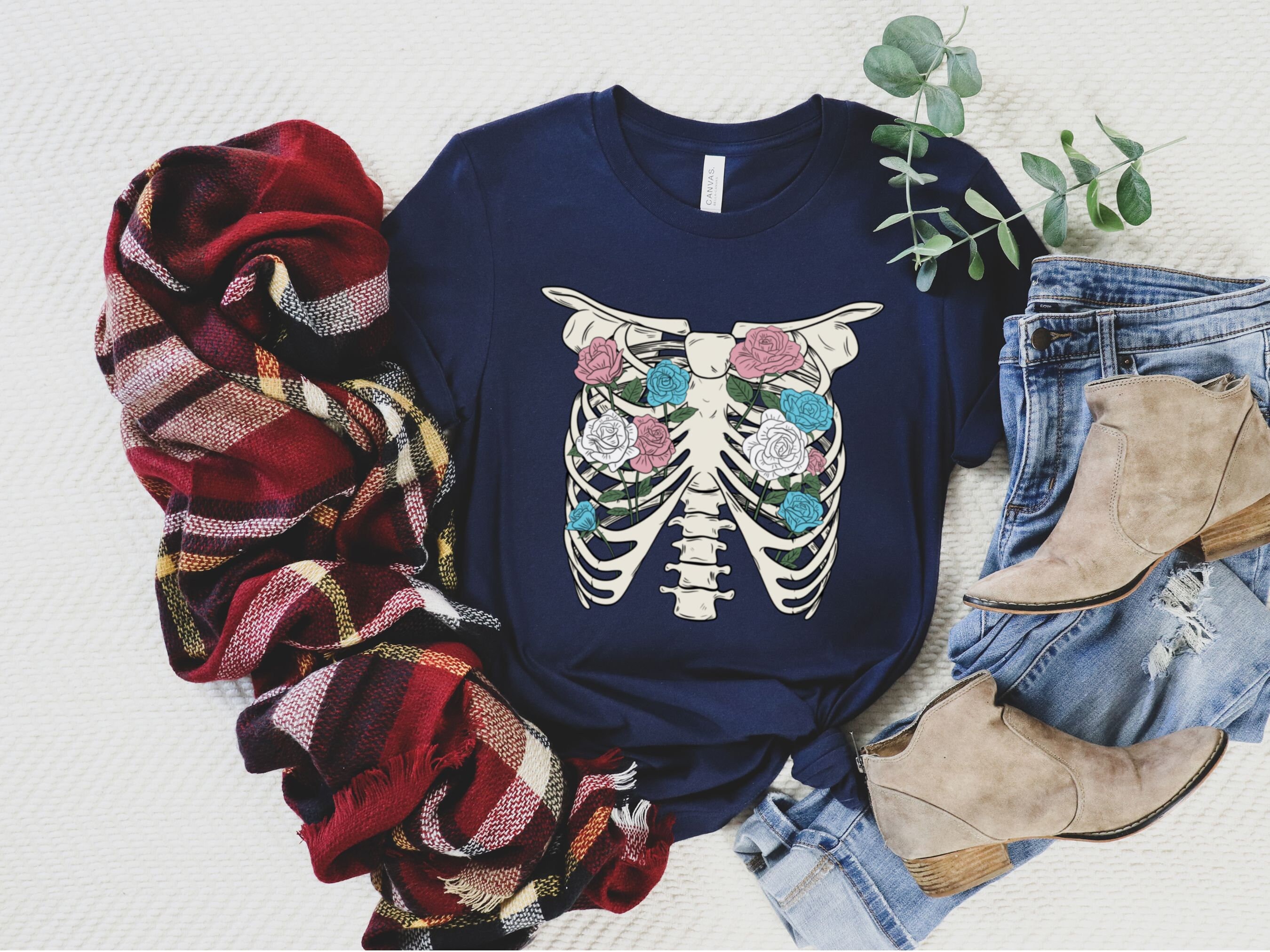 Trans Skeleton Shirt, Floral Pride Shirt, Transgender Gifts, LGBTQ ...