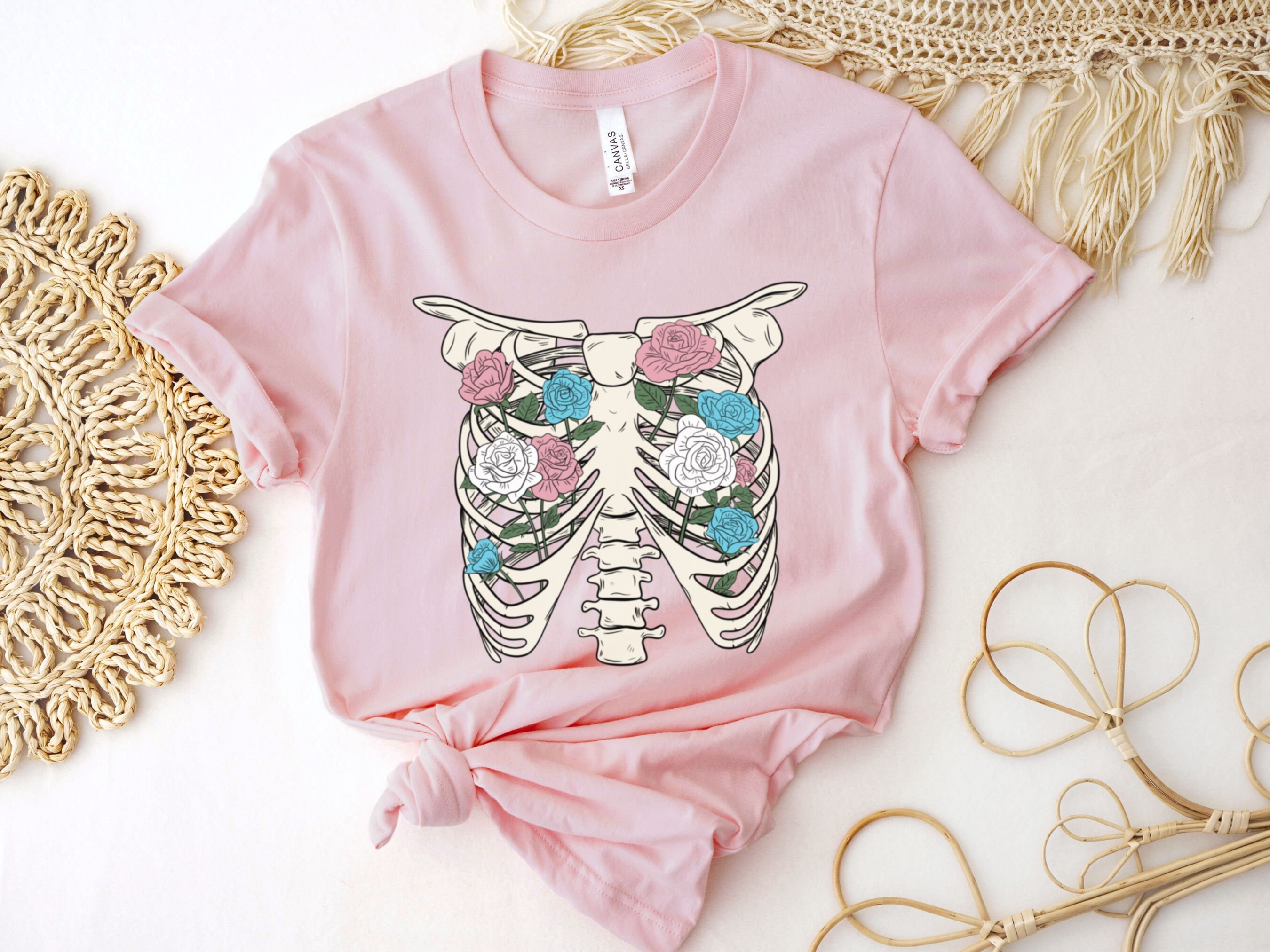 Trans Skeleton Shirt, Floral Pride Shirt, Transgender Gifts, LGBTQ ...