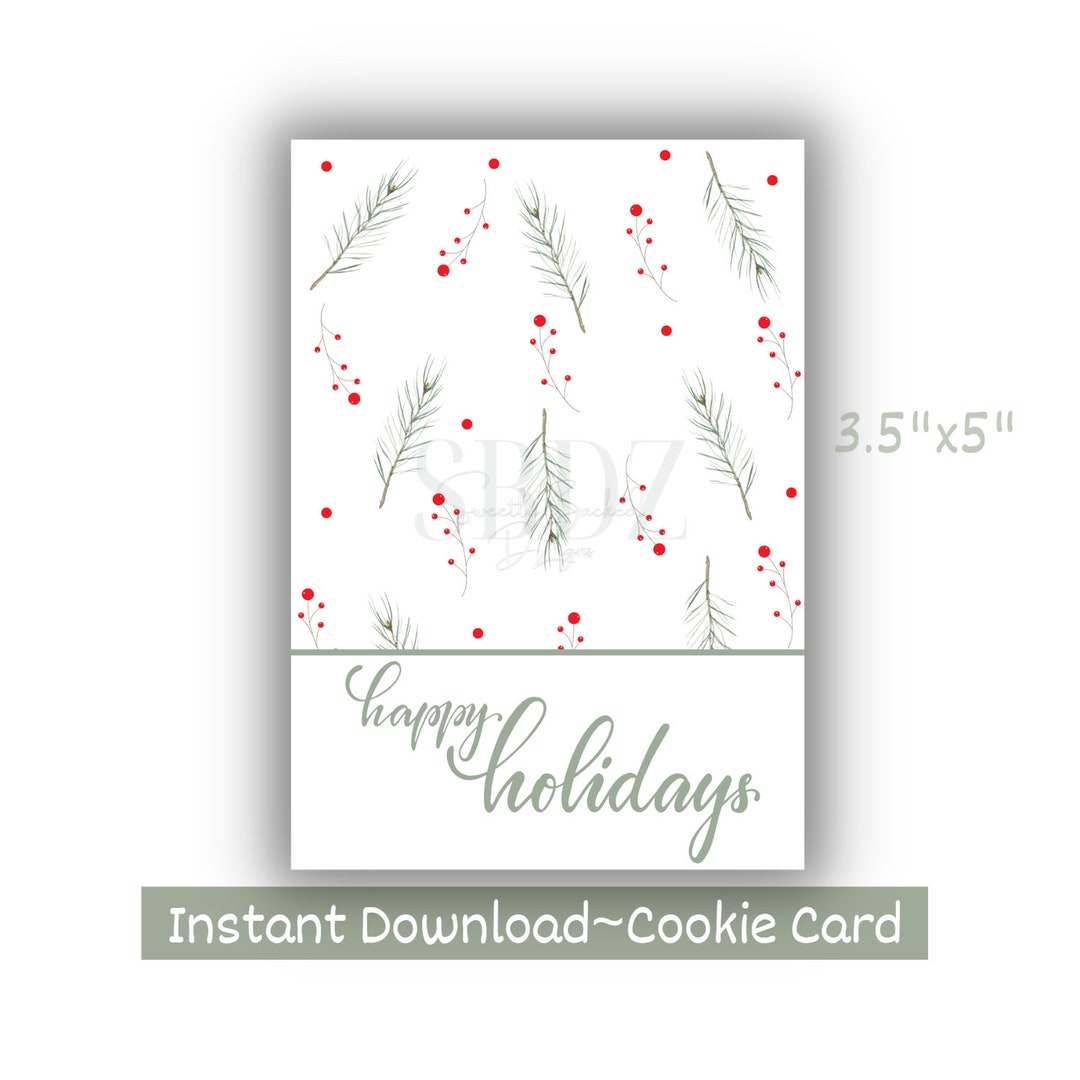 Printable Happy Holidays Cookie Card-mini Cookie Card-cookie Card - Etsy