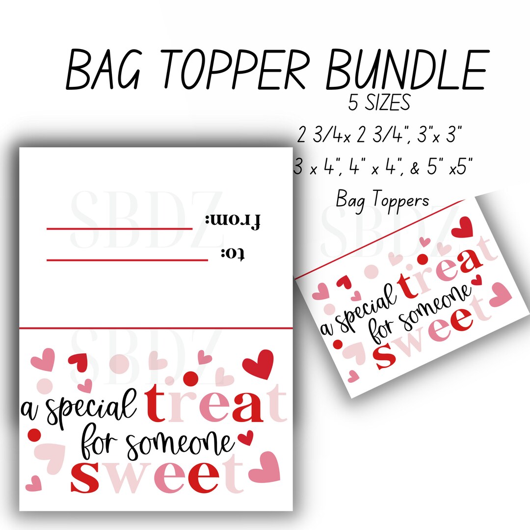 5 SIZES Printable Valentine Bag Toppers-bag Toppers-treat Toppers ...
