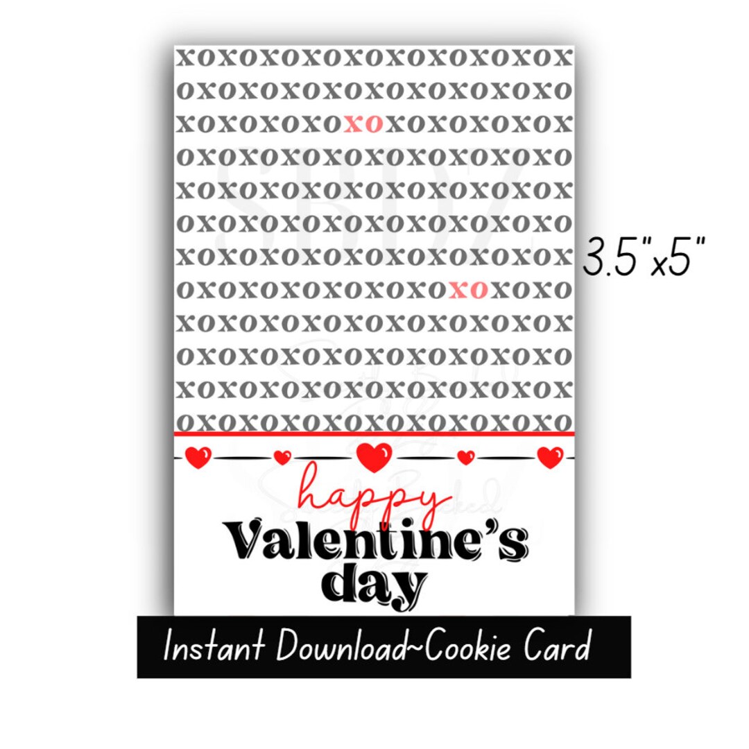 Printable Valentine's Day Cookie Card-valentine Cookie Card-mini Cookie ...