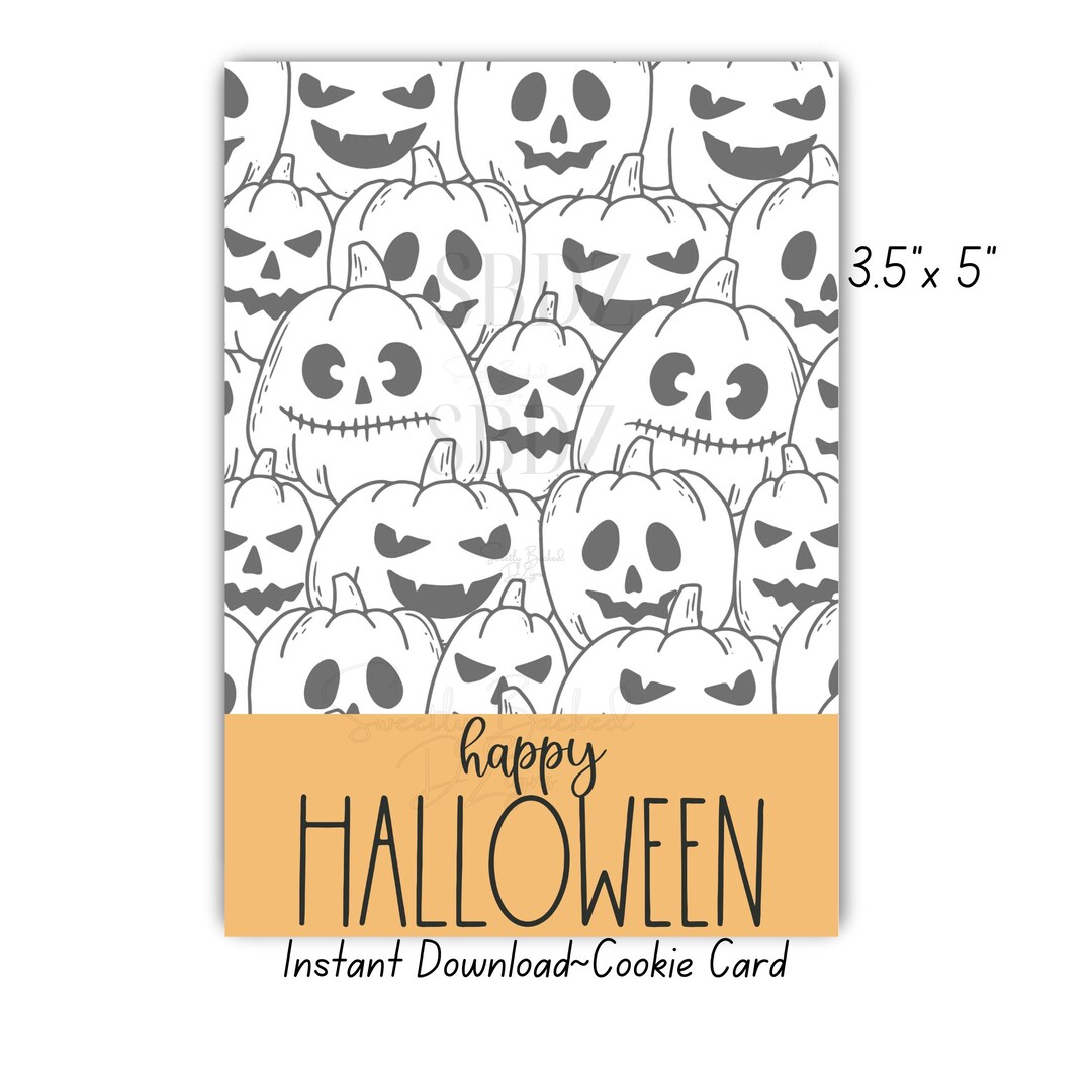 Printable Halloween Cookie Card-cookie Card-halloween Card-spooky ...