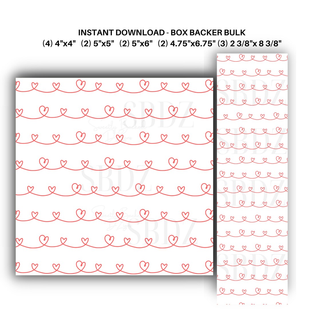 5 SIZES Printable Valentine Box Backer-box Backer-cookie Box Backer ...