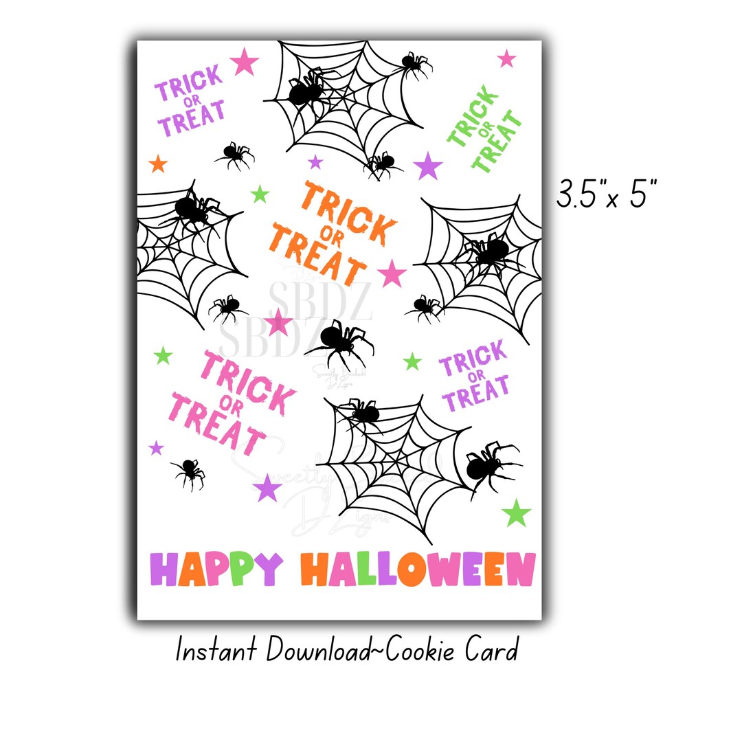 Printable Halloween Cookie Card-digital Halloween Cookie Card-halloween ...