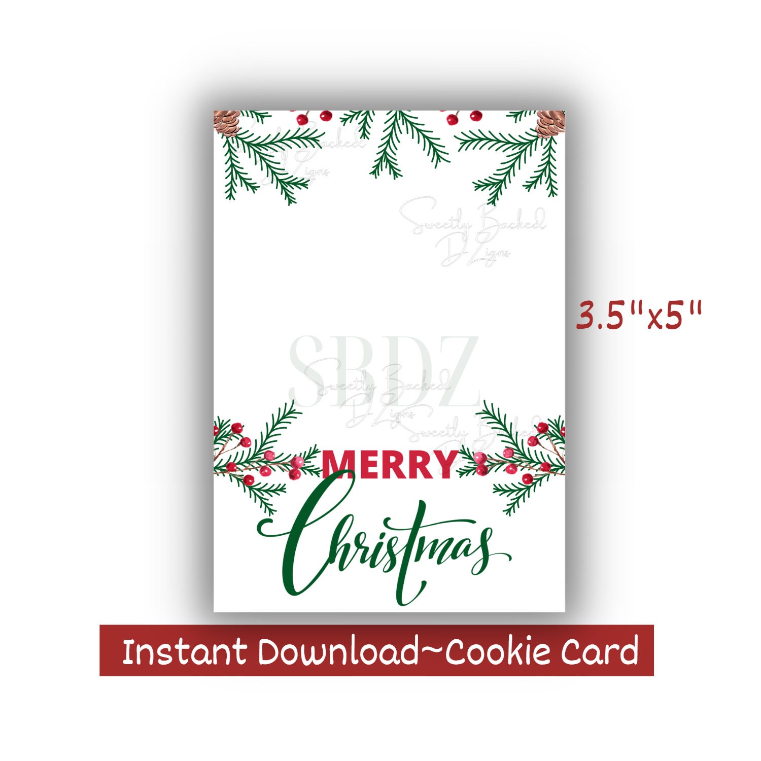 Merry Christmas Cookie Card-printable Cookie Card-mini Cookie Card ...