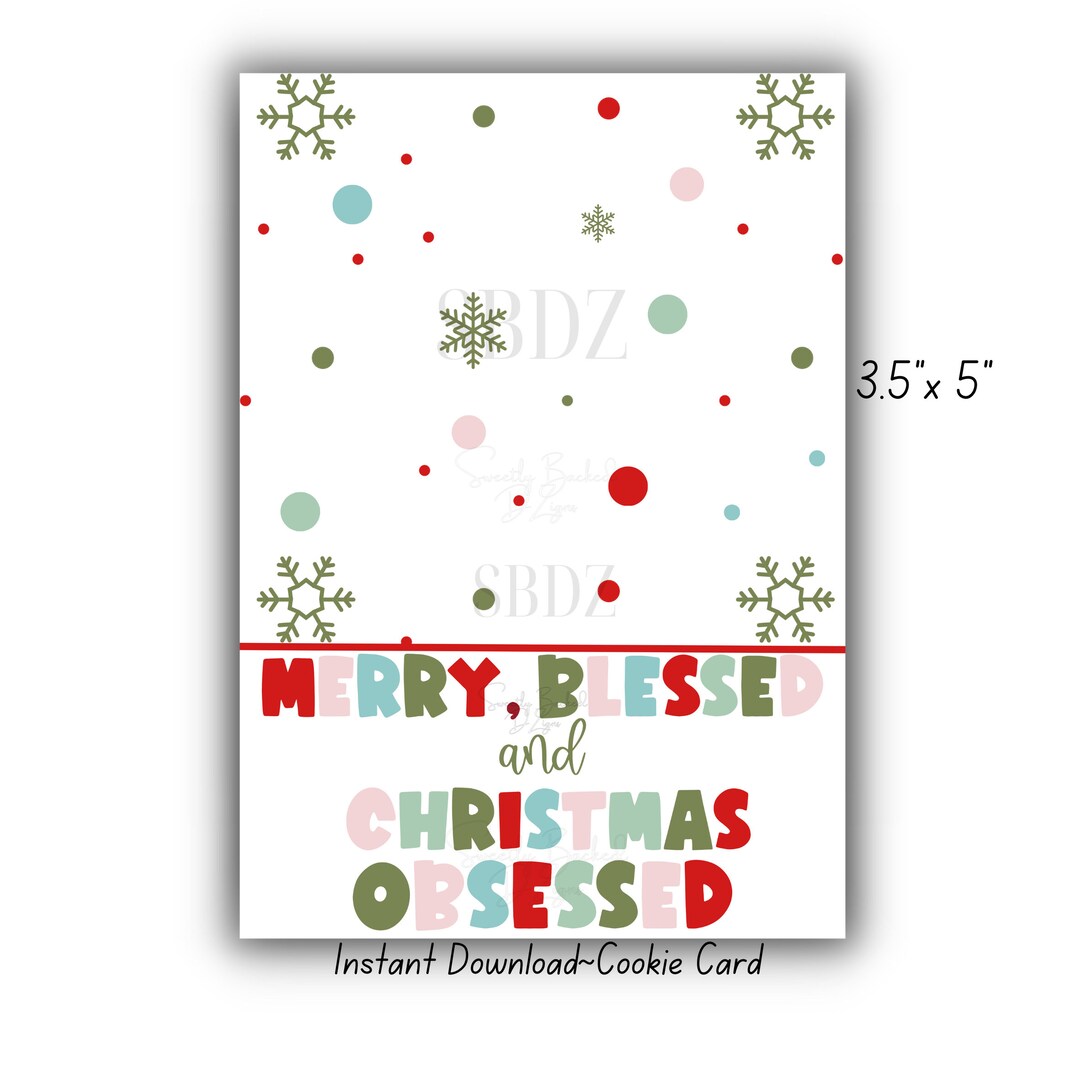 Printable Christmas Cookie Card-digital Christmas Cookie Card-mini ...