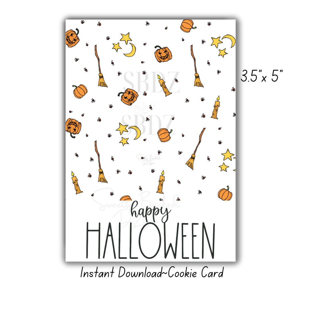 Printable Halloween Cookie Card-digital Cookie Card-halloween-spooky ...