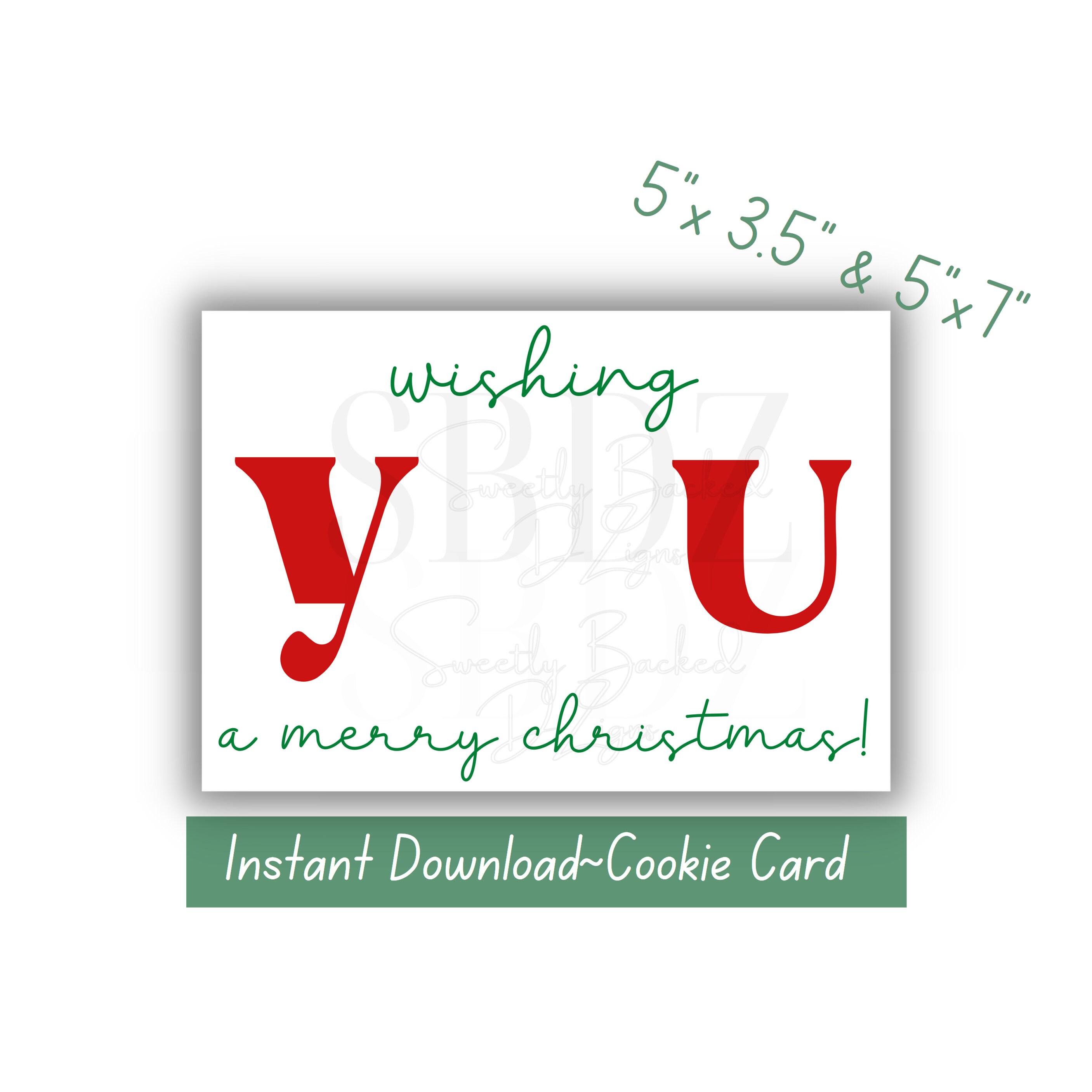 Printable Christmas Cookie Card-digital Download-cookie Card-christmas ...