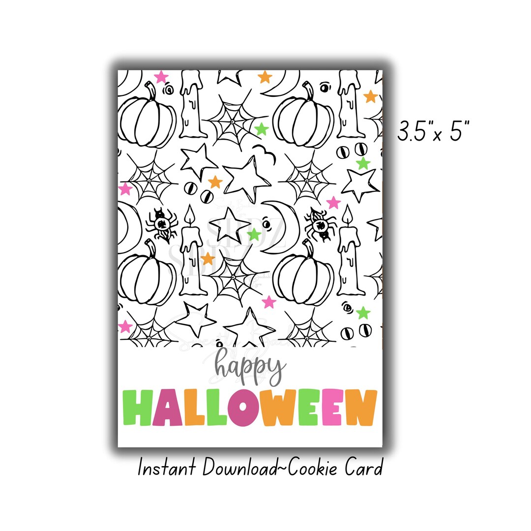 Printable Halloween Cookie Card-mini Cookie Card-halloween Card ...
