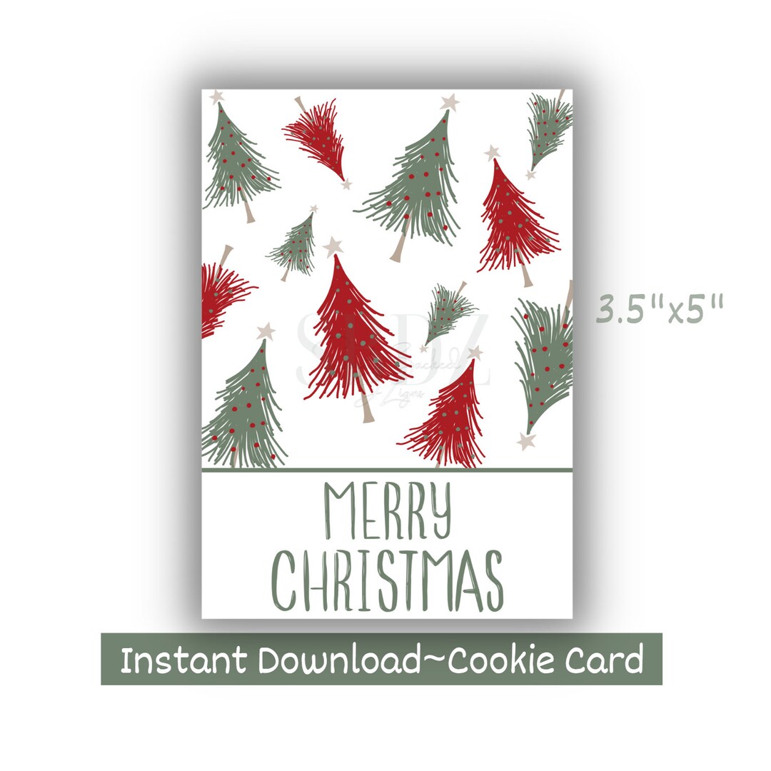 Printable Christmas Cookie Card-mini Cookie Card-christmas Cookie Card ...