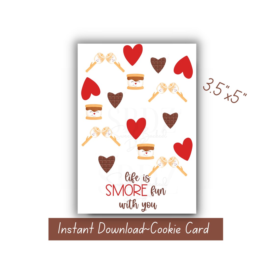 Printable Valentine Cookie Card-mini Cookie Card-valentine Cookie Card ...