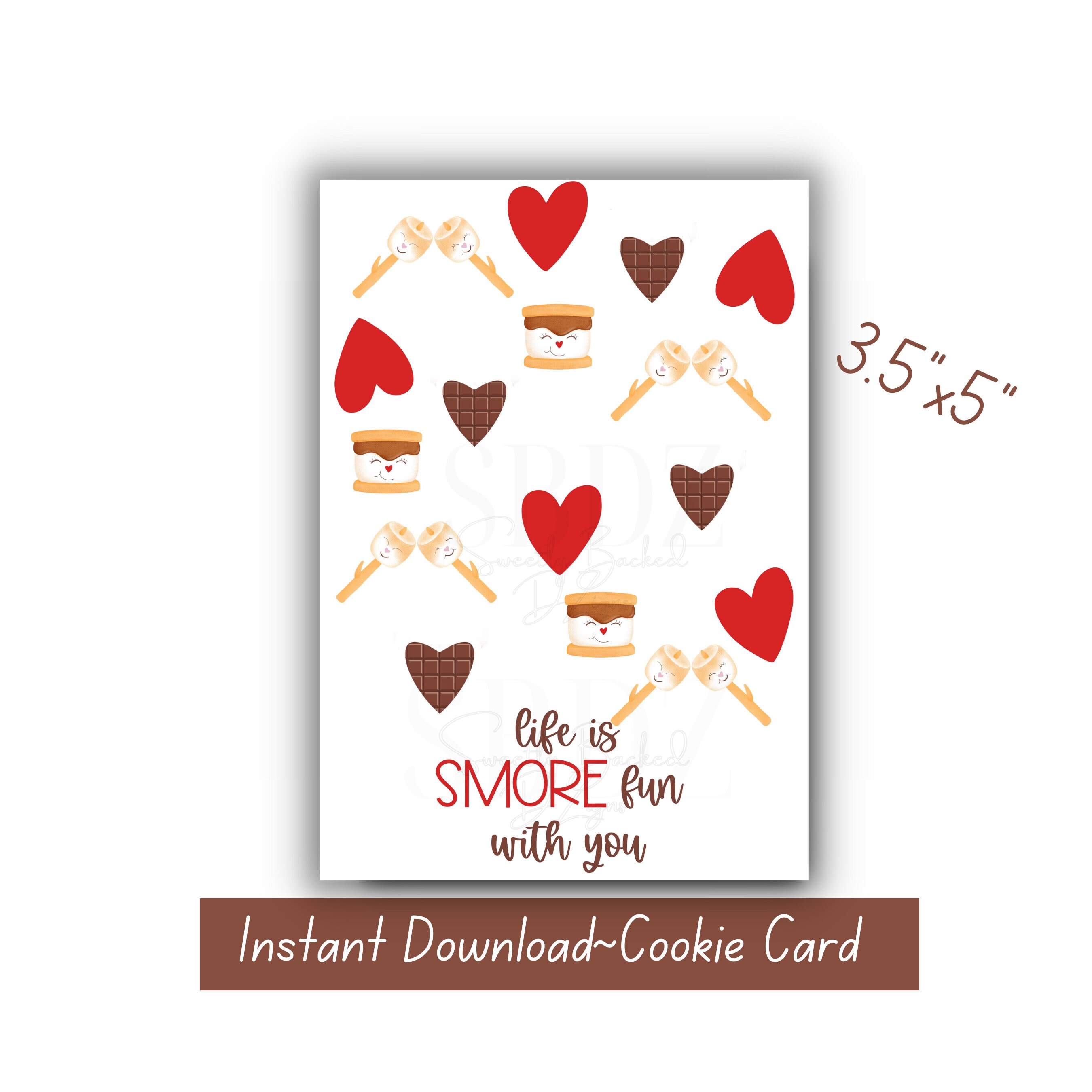 Printable Valentine Cookie Card-mini Cookie Card-valentine Cookie Card ...