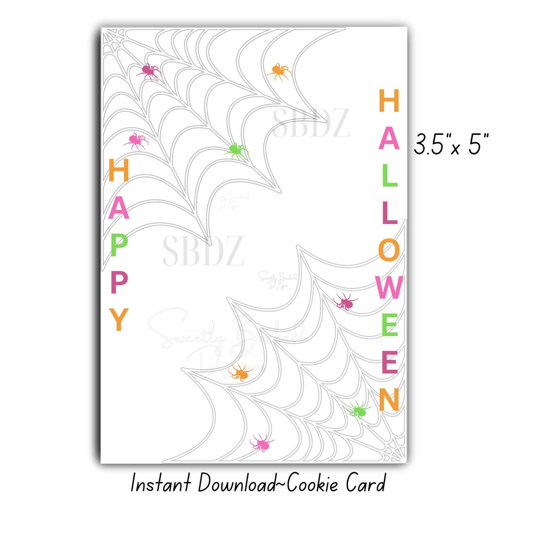 Printable Halloween Cookie Card-cookie Card-mini Cookie Card-halloween ...