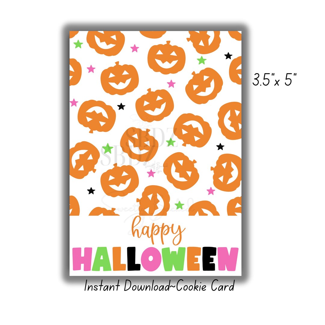 Printable Halloween Cookie Card-halloween Cookie Card-digital Cookie ...
