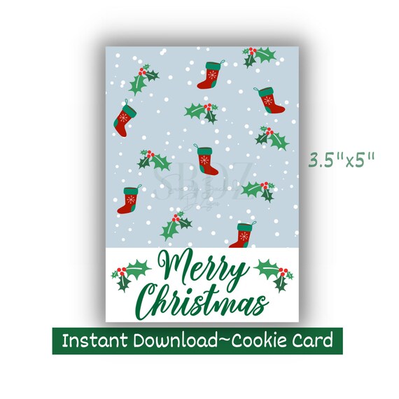 Printable Christmas Cookie Card-mini Cookie Card-cookie Card - Etsy