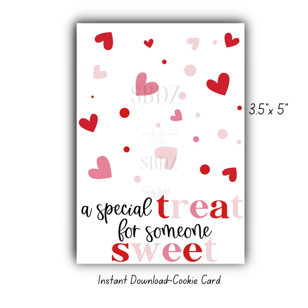 Printable Valentine Cookie Card-mini Cookie Card-valentine Card - Etsy