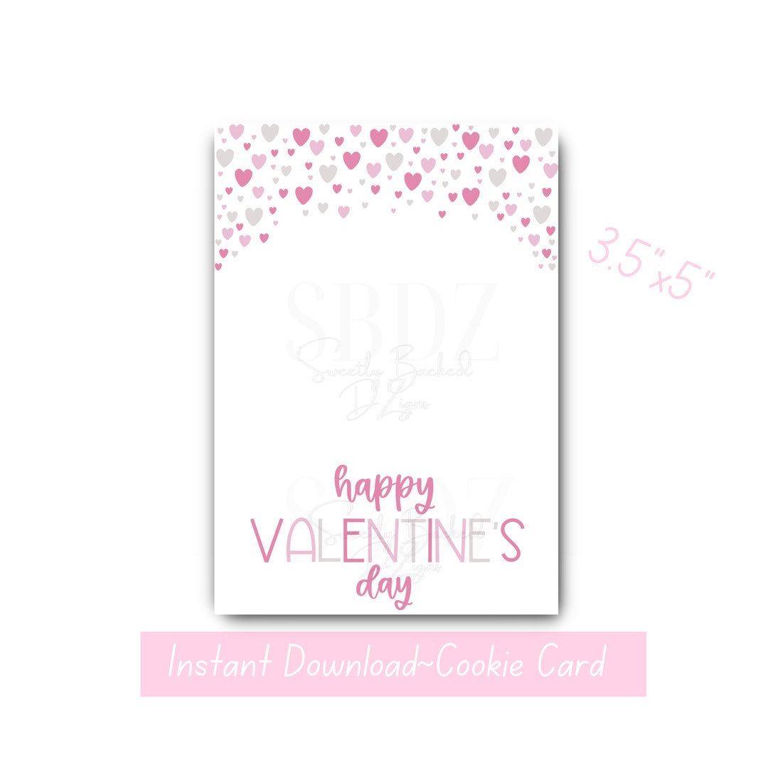 Printable Valentine Cookie Card- Cookie Card-printable Cookie Card ...