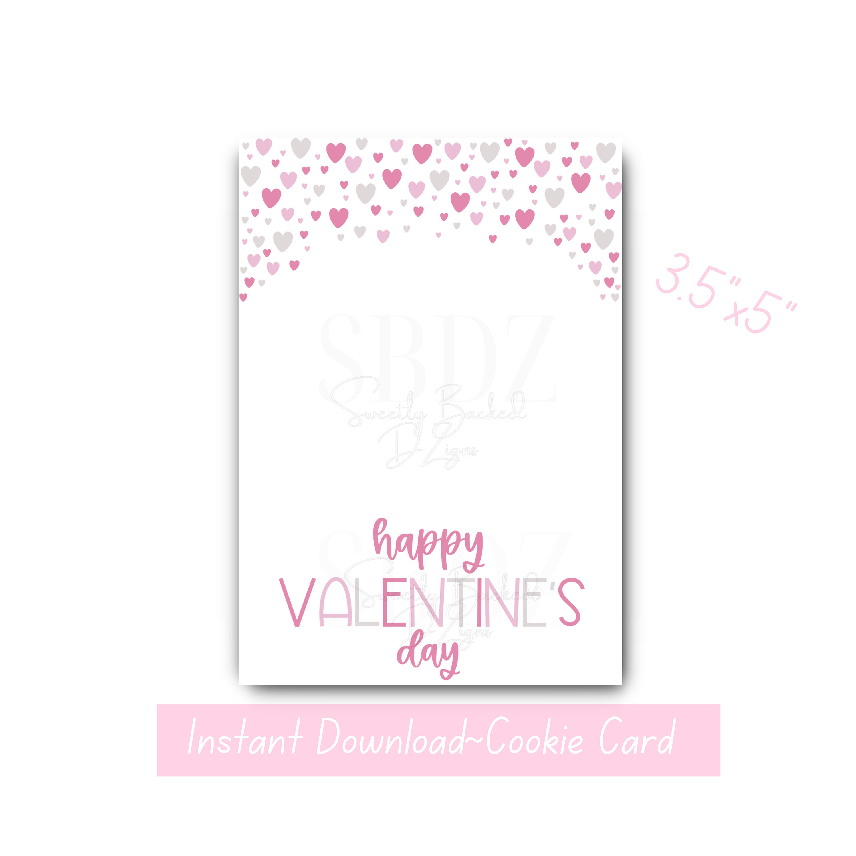 Printable Valentine Cookie Card Cookie Card-printable Cookie Card ...