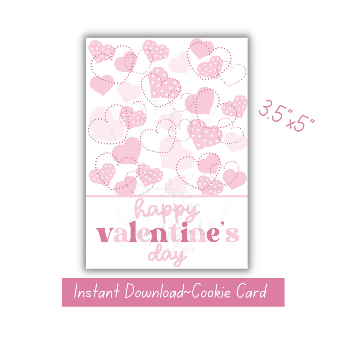 Printable Valentine Cookie Card-mini Cookie Card-cookie Card-valentine ...