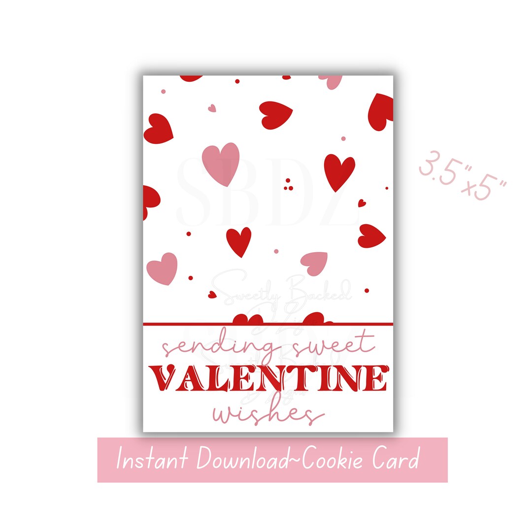 Printable Valentine Cookie Card-mini Cookie Card-cookie Card-valentine ...