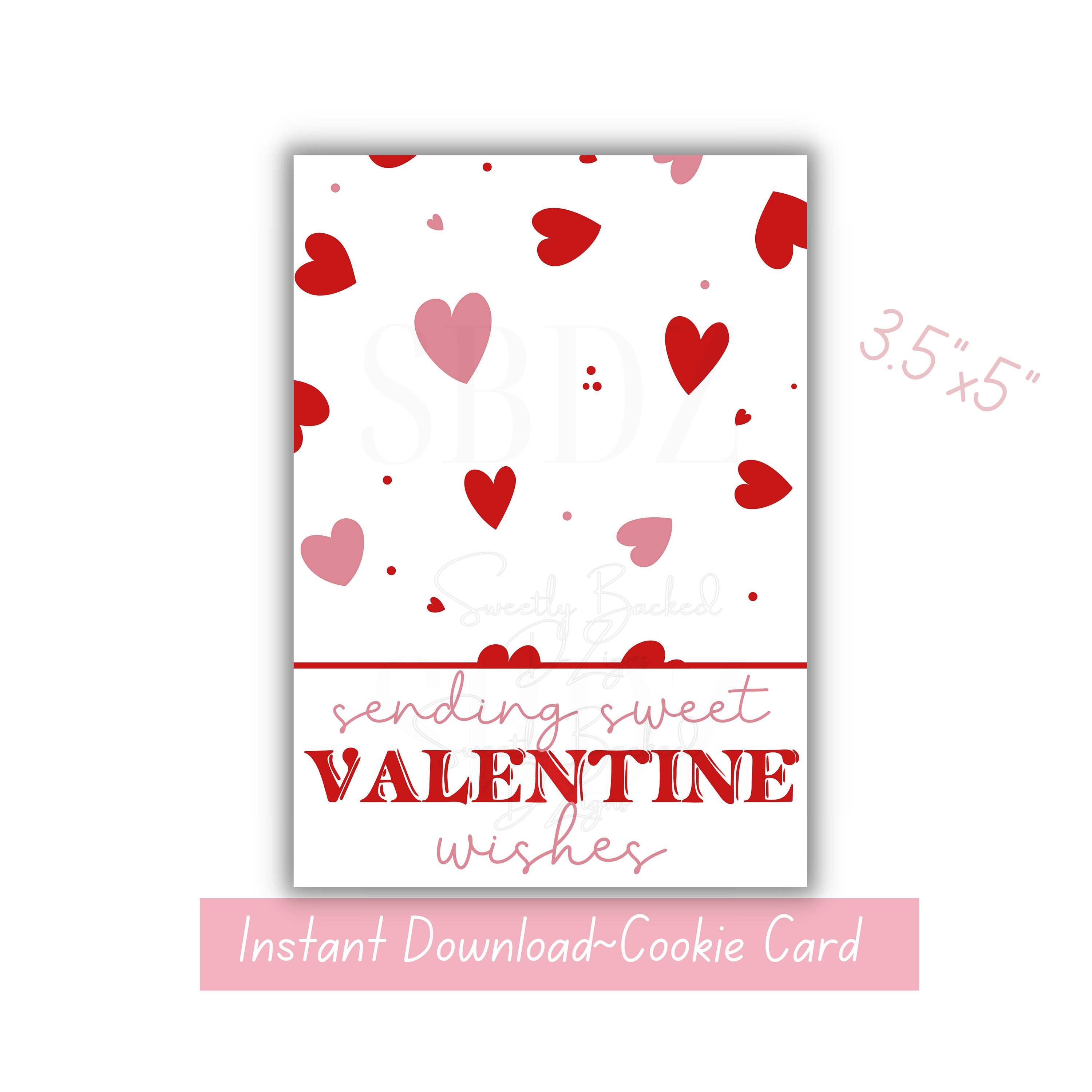 Printable Valentine Cookie Card-mini Cookie Card-cookie Card-valentine ...