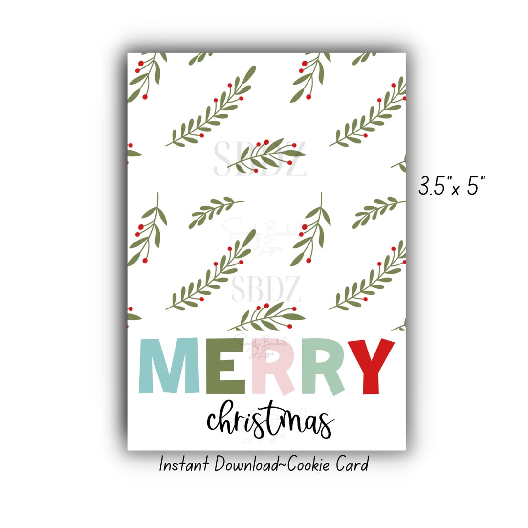 Printable Christmas Cookie Card-mini Cookie Card-cookie Card - Etsy