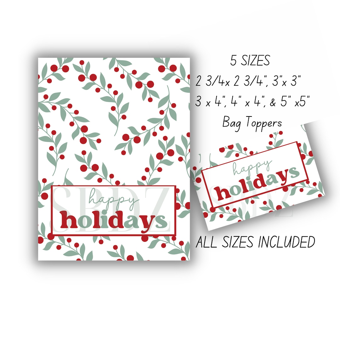 Printable Bag Topper Bundle-holiday Bag Topper-christmas Bag Topper-bag ...