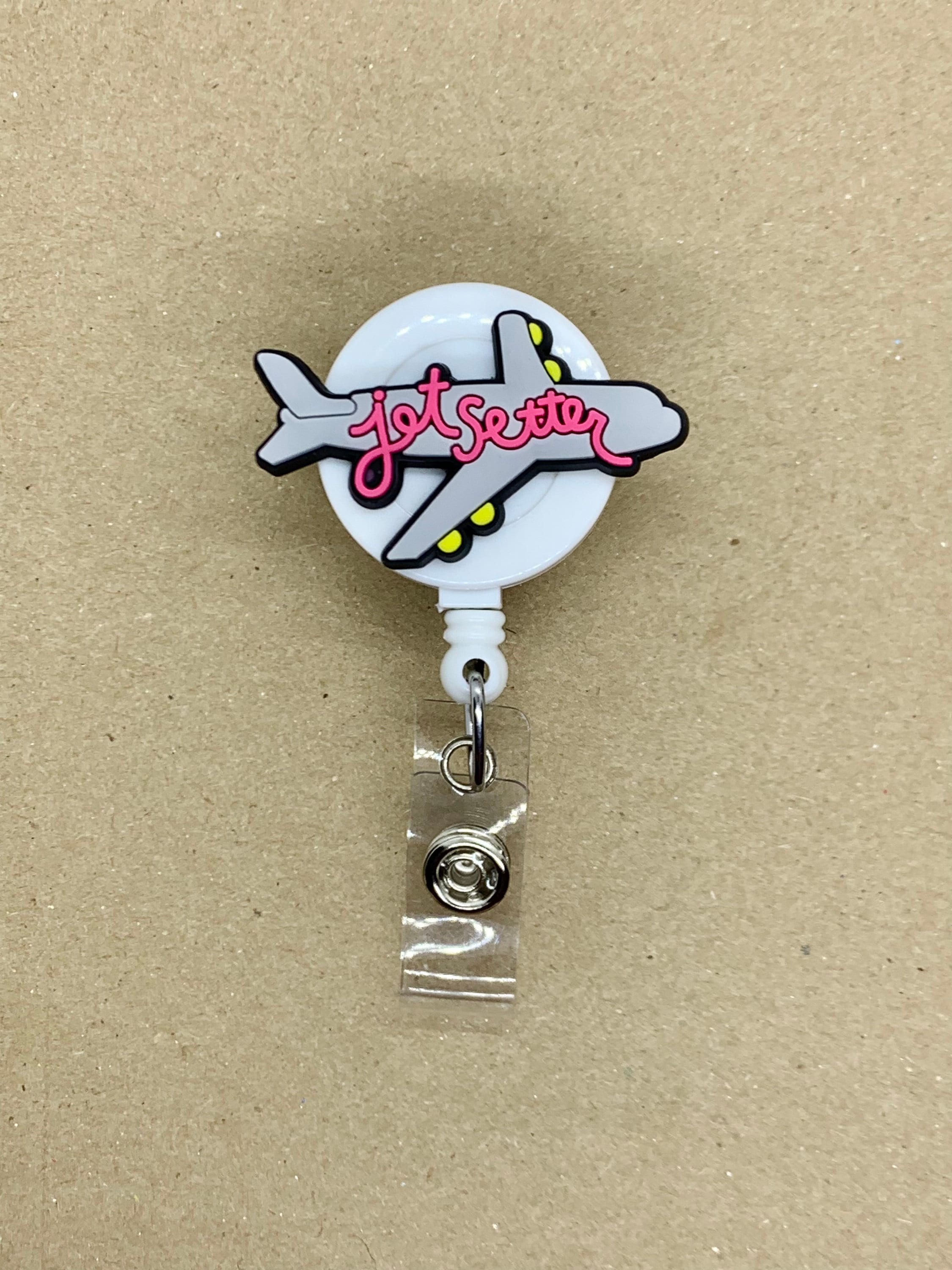 Airplane Badge Reel, a Jet Setter Lanyard Clip for an Airline Employee ...