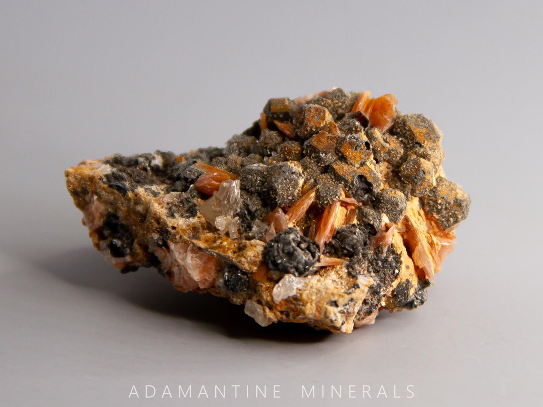 Pseudomorph Cerussite Over Altered Galena With Blades of Barite, 39 Mm ...