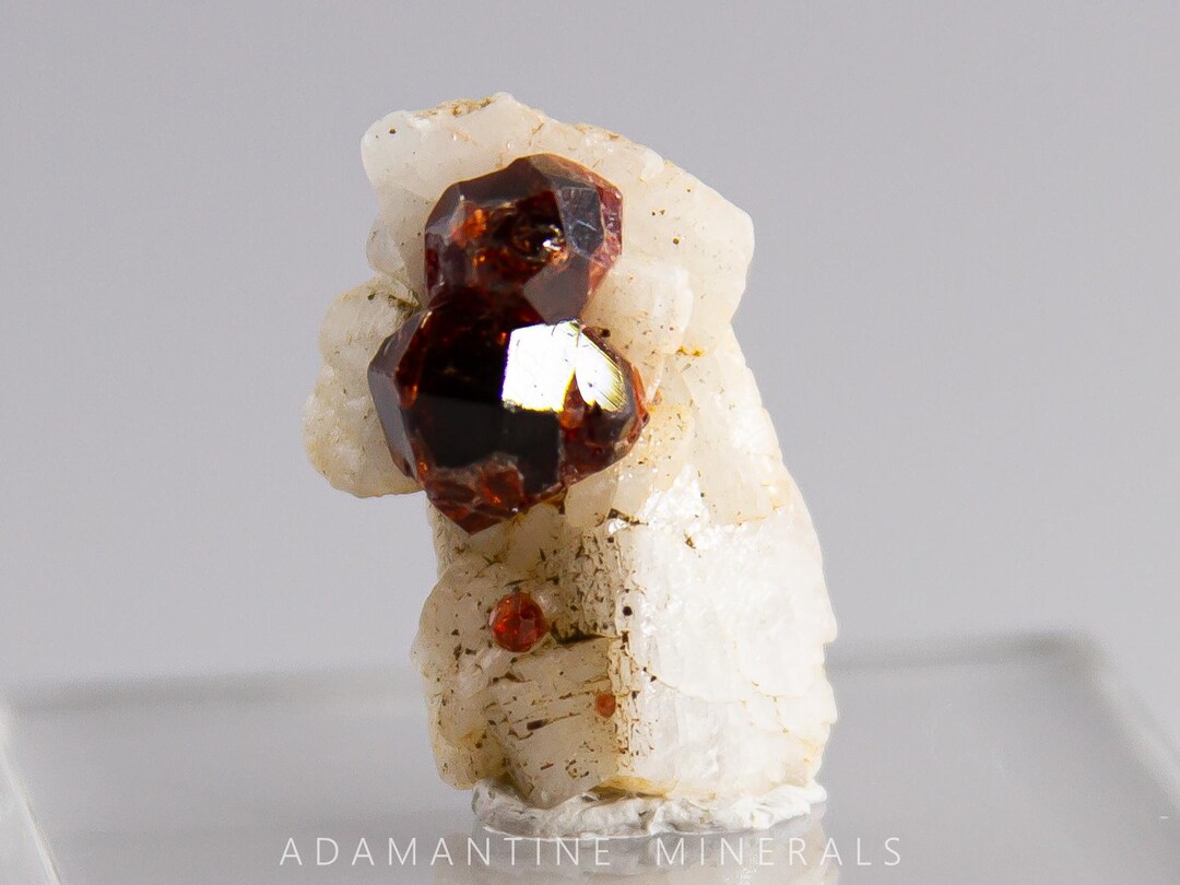 Gemmy Garnet on Albite Thumbnail Specimen With Great Luster and ...