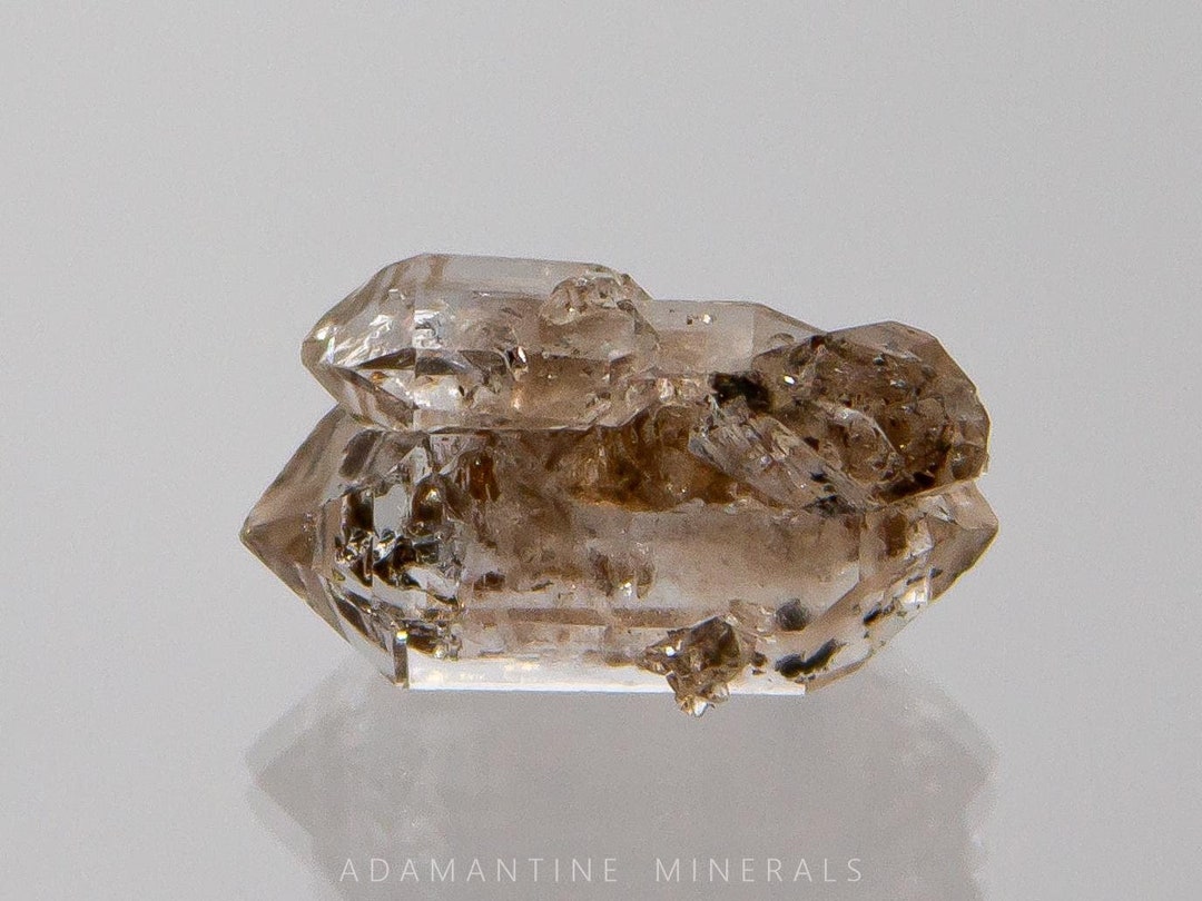 Smoky Herkimer Diamond Cluster With Anthraxolite Inclusions and Double ...
