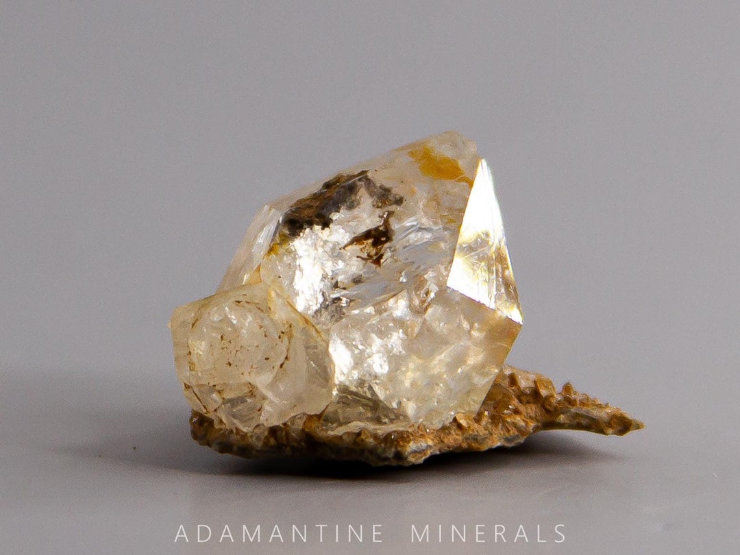 Golden Herkimer Diamond Quartz Point on Matrix, Herkimer Diamond Matrix ...
