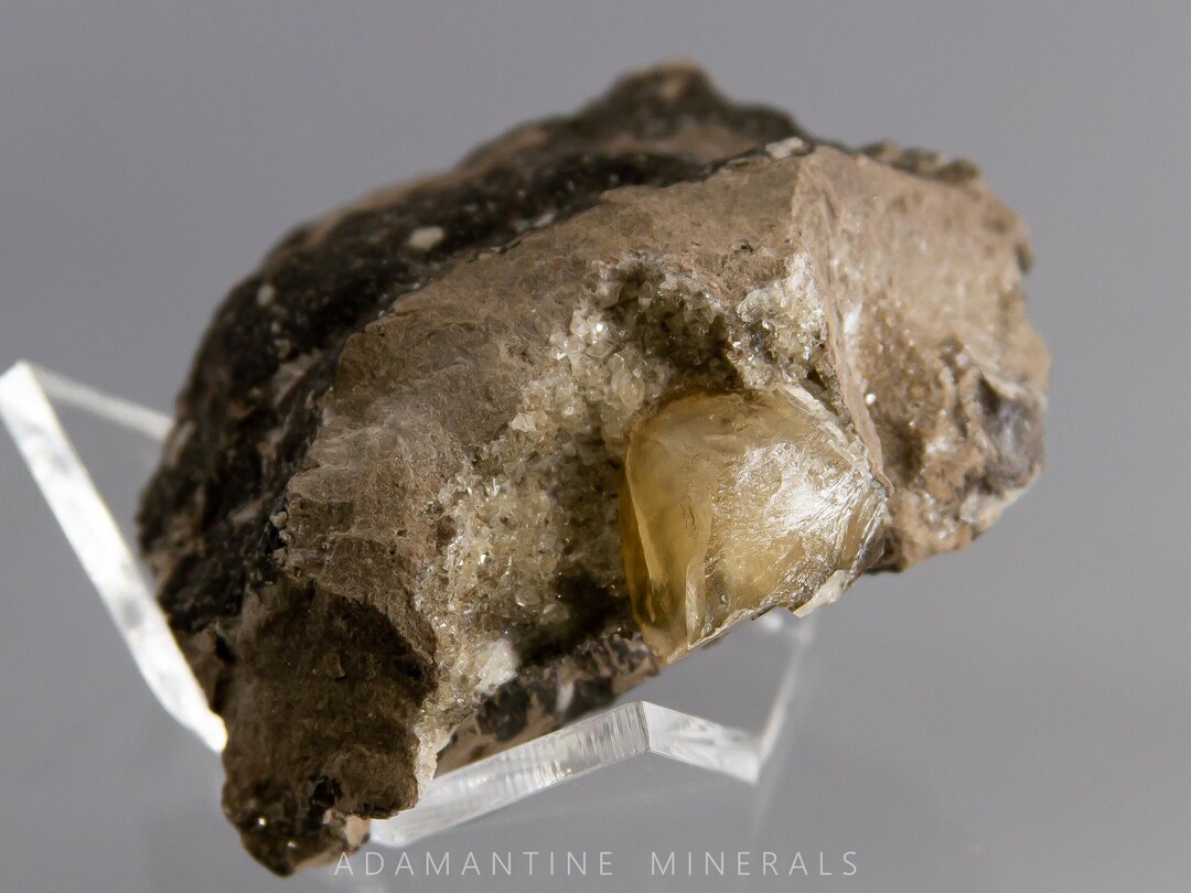 Honey Calcite Crystal With Waxy Luster on Dolostone, From Sylvania ...