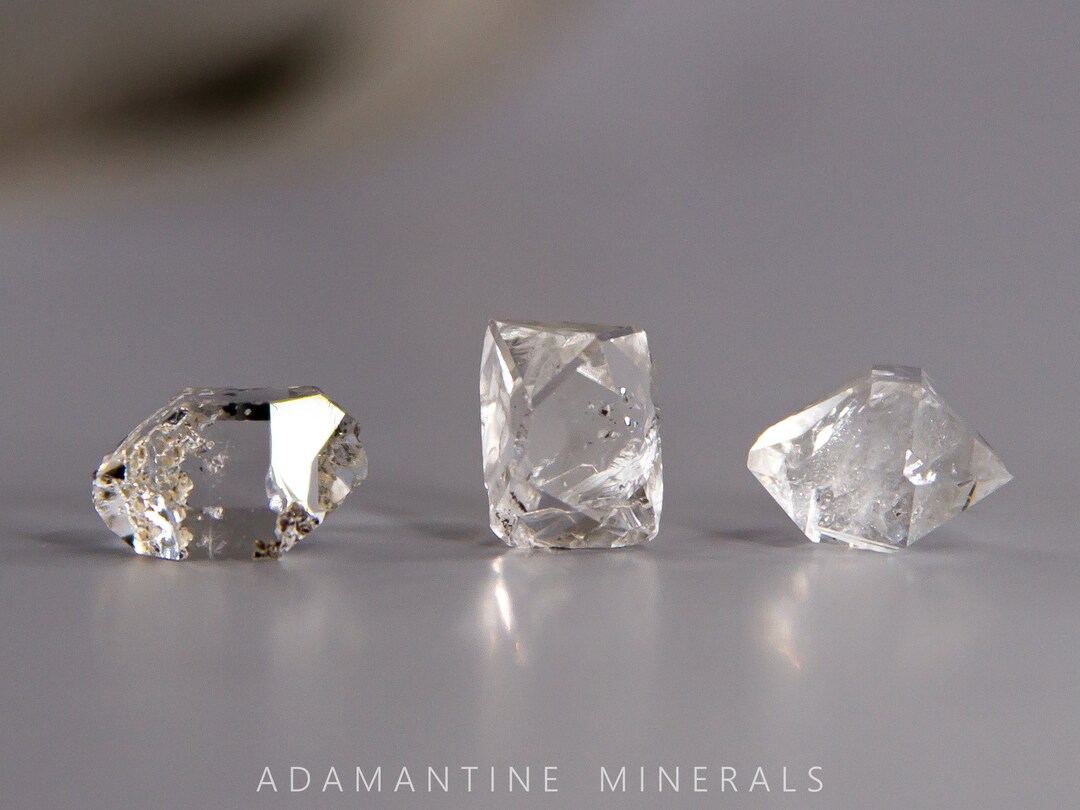 Three Herkimer Diamonds in Glass Display Jar, 11 to 12 Mm, Double ...