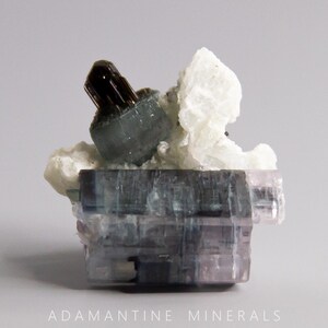 Purple Tourmaline Matrix Specimen, Unique Blue and Black Capped ...