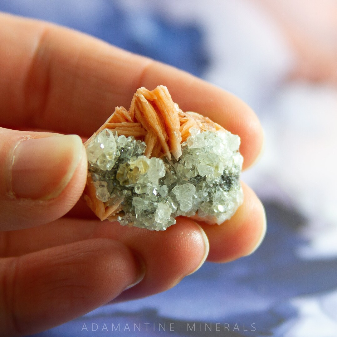 Gemmy Cerussite Crystals With Pink Barite Blades on Galena - Etsy