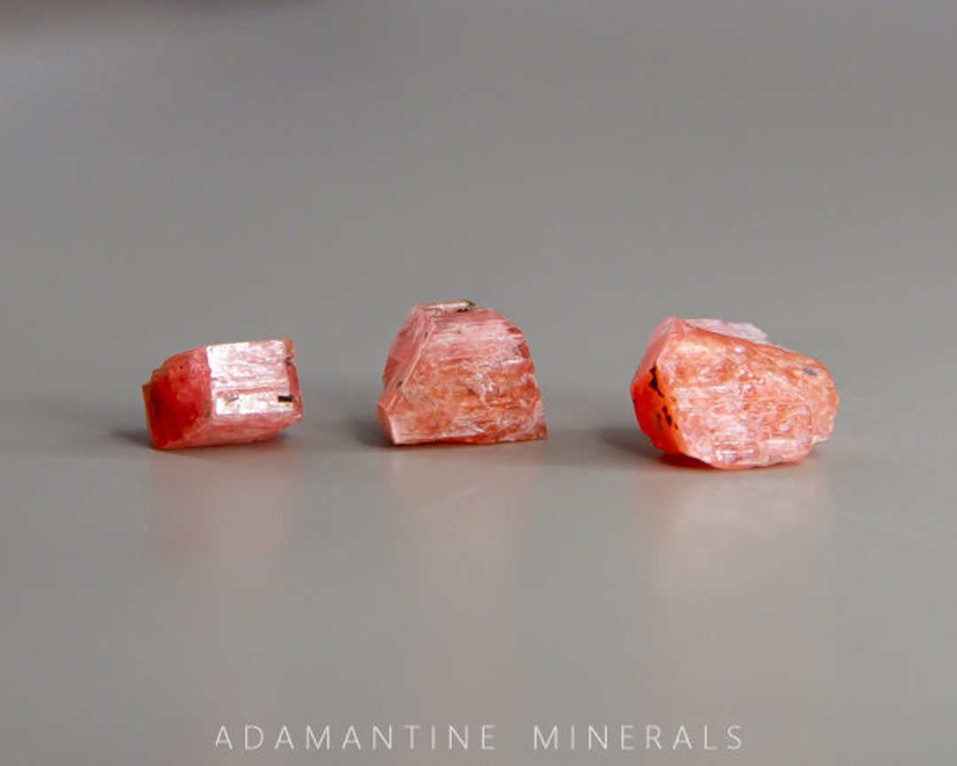 Three Gemmy Pink Serandite Crystals With Terminations From Poudrette ...