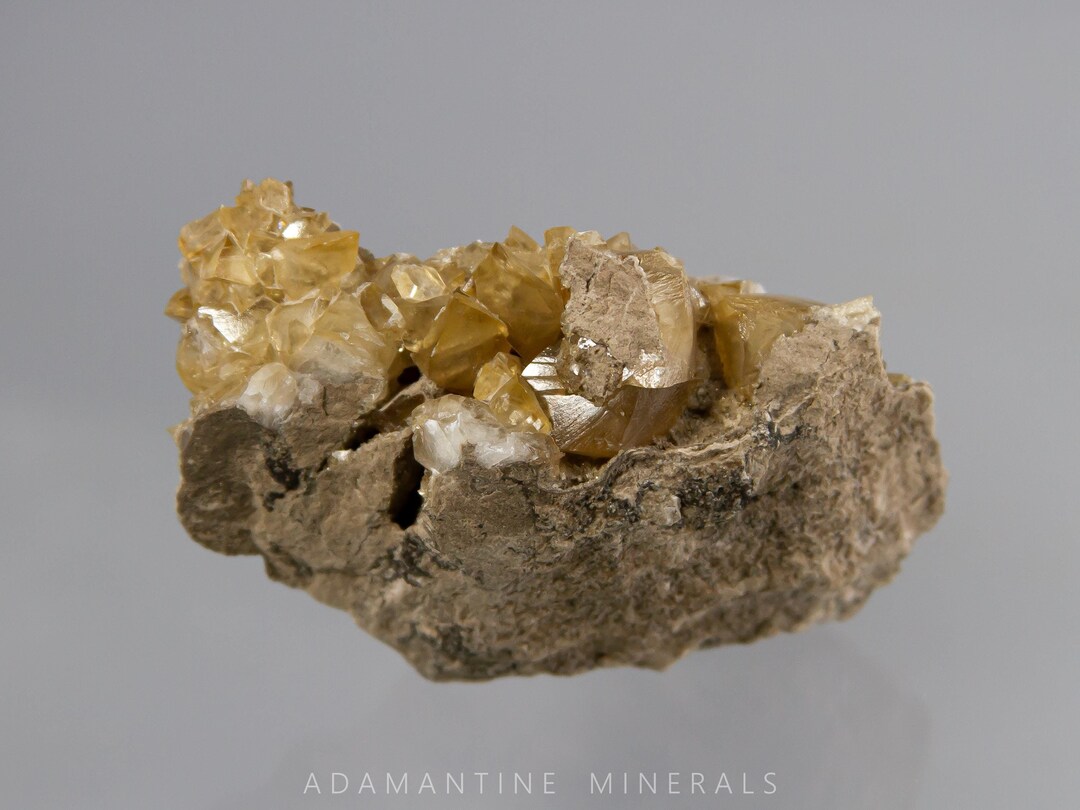 Yellow Calcite Crystals With Great Luster and Curved Faces From ...