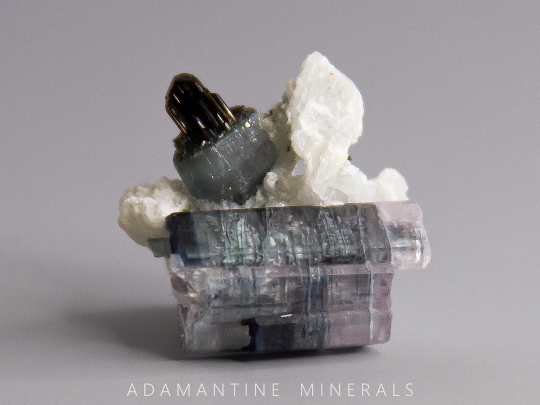 Purple Tourmaline Matrix Specimen, Unique Blue and Black Capped ...