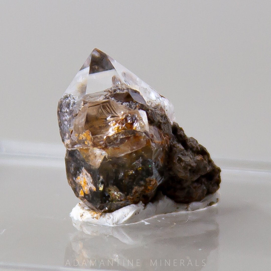 Gemmy Herkimer Diamond With Black Anthraxolite and Clay Inclusions From ...