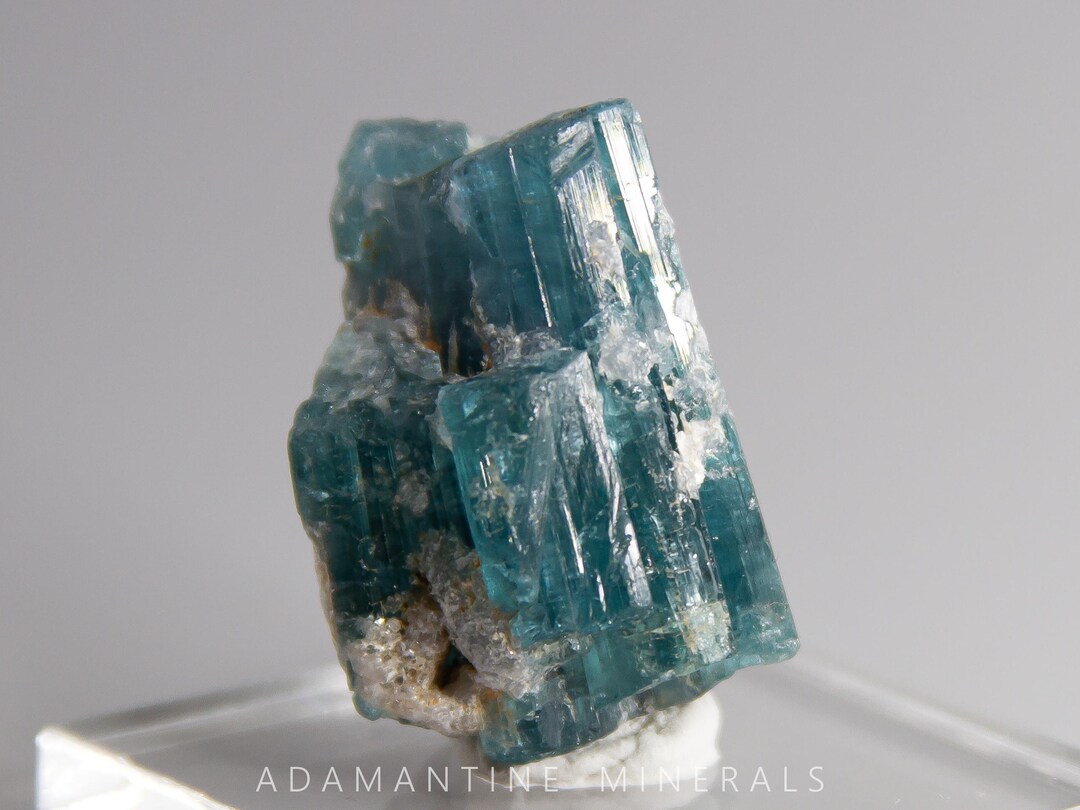 Gemmy Raw Tourmaline Specimen With Attached Muscovite Matrix, Blue ...