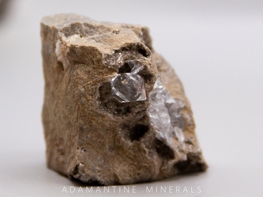 Water-clear Herkimer Diamond in Matrix, Natural Herkimer Diamond in ...