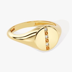 Birthstone Signet Ring / 14K Gold Birthstone Ring / Personalized Signet ...