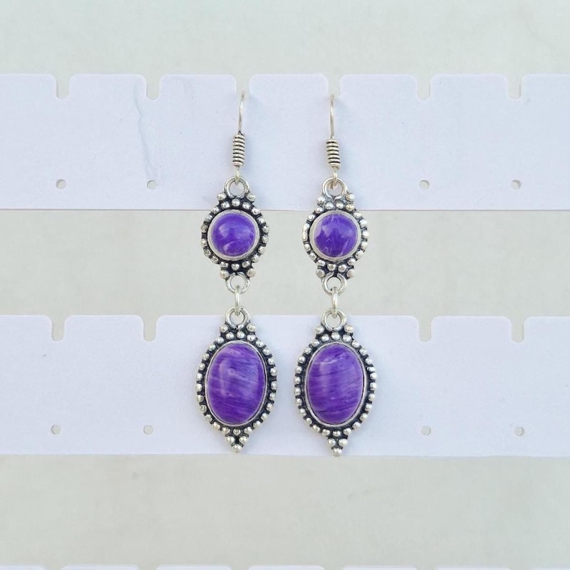 Vintage Charoite Earrings - Etsy