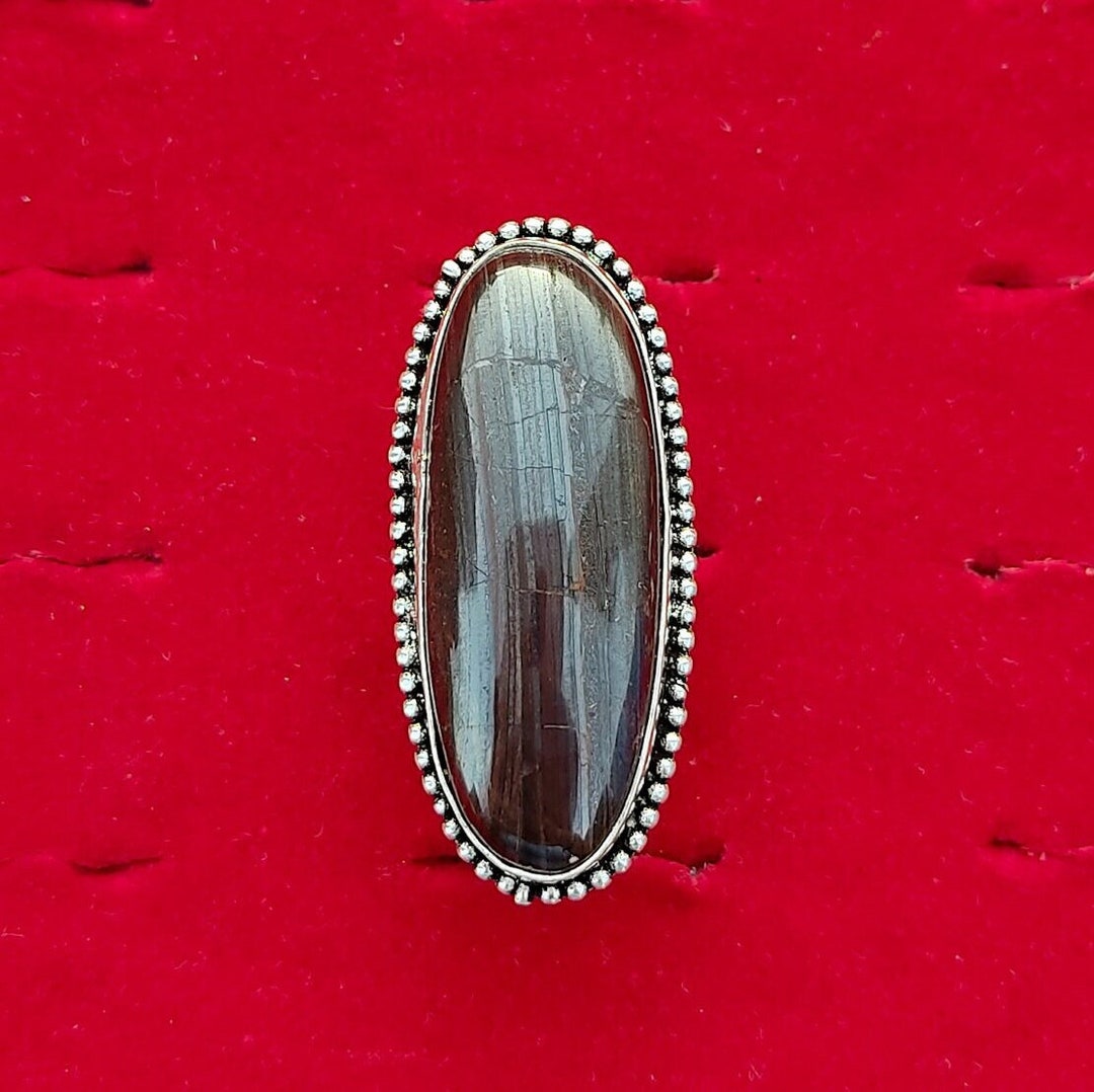 Red Tiger's Eye Gemstone Ring, Boho Silver Plated Handmade Jewelry - Etsy